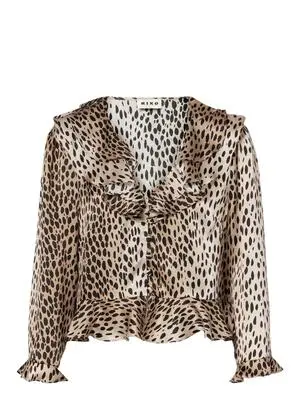 Rixo Atlas Leopard-print Silk Blouse - Black