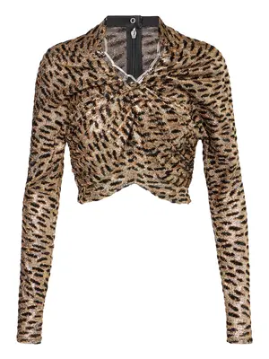 Rabanne Tiger-print Metallic Top - Gold