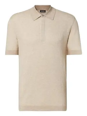Zegna Cotton, Linen, And Silk Polo Shirt - Beige