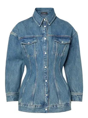 Wardrobe.NYC Denim Trucker Jacket - Blue