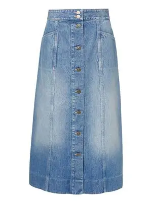 Valentino Garavani Denim Midi Skirt - Blue