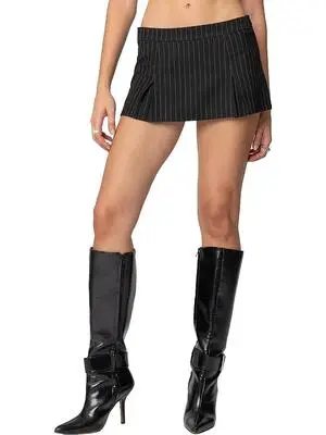 EDIKTED Karine Pinstripe Pleated Mini Skort - Black