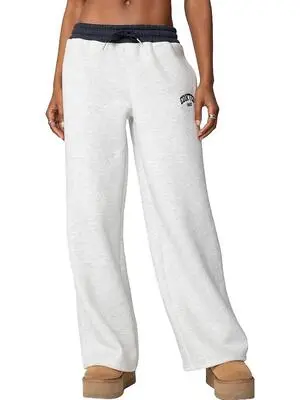 EDIKTED Embroidered Sweatpants - Gray Melange