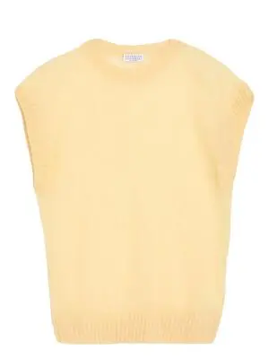 Brunello Cucinelli Bead-embellished Mohair-blend Top - Pastel Yellow