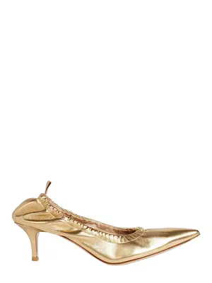 GIANVITO ROSSI Alina 55 Metallic Leather Pumps - Gold
