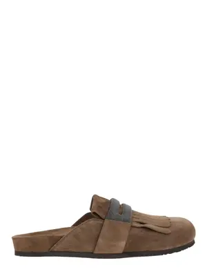 Brunello Cucinelli Monili-embellished Loafer Mules - Brown