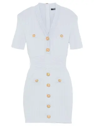 Balmain Button Embellished Square Neck Mini Dress In Pink - 23% Off |  Editorialist