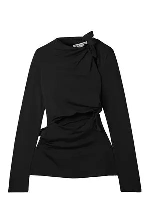 Acne Studios Cutout Knotted Ruched Top - Black