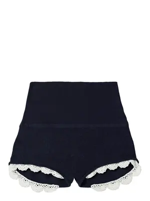 Magda Butrym Crochet-trimmed Cashmere Shorts - Blue