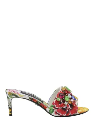 Dolce & Gabbana Floral Embellished Sandals - Red