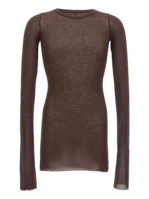 Rick Owens Ribbed T-shirt - Brown