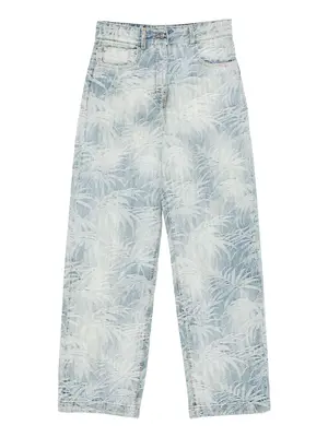 Palm Angels Jacquard Straight Leg Jeans - Blue