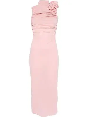 Magda Butrym Ruched Mock-neck Midi Dress - Pink
