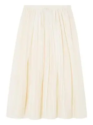 Thierry Colson Pintucked Cotton And Silk-blend Voile Skirt - Neutrals