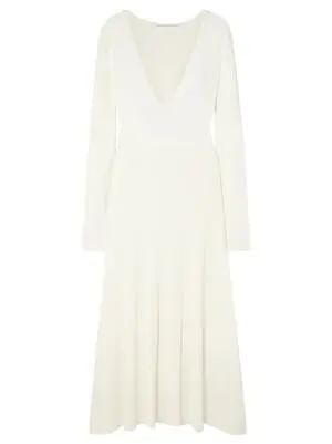 Maria Mcmanus Ribbed-knit Midi Dress - Neutrals