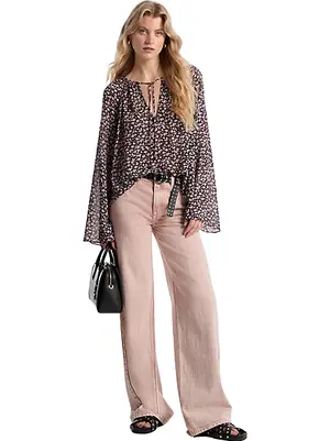 Michael Kors Garment-dyed Wide Leg Jeans - Pink