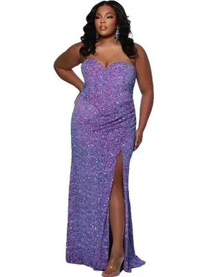 SYDNEY'S CLOSET Sequin Velvet Fitted Gown Cotton Candy