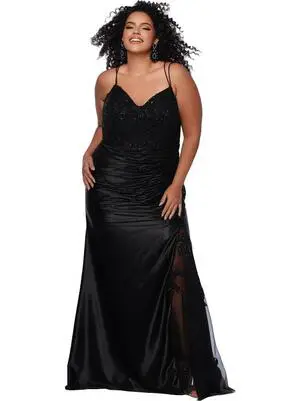 SYDNEY'S CLOSET V-neckline Fitted Gown - Onyx