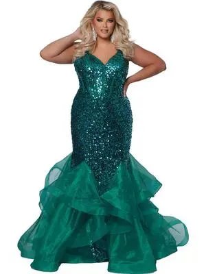 SYDNEY'S CLOSET Sequin Mermaid Gown - Peacock