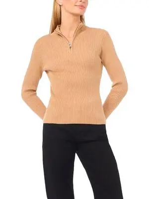 Halogen Halogen(r) Rib Quarter Zip Sweater Latte Heather