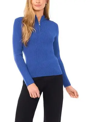 Halogen Halogen(r) Rib Quarter Zip Sweater Mountain Blue