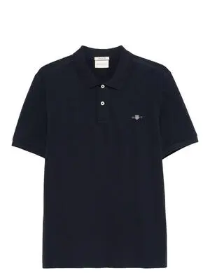 Gant Shield-motif Short-sleeve Polo Shirt - Blue