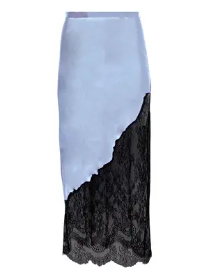 FLEUR DU MAL Lace-appliqué Midi Skirt - Blue