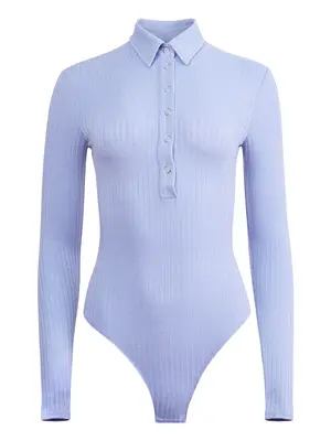 Fleur Du Mal Ribbed-knit Bodysuit - Blue