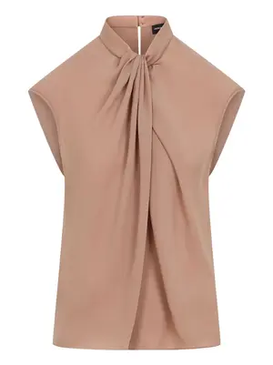 Giorgio Armani Gathered Mock Neck Blouse - Pink