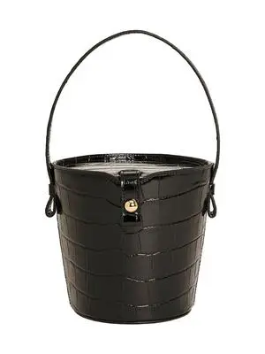 REFORMATION Irina Bucket Bag Croc Emboss Leather - Black