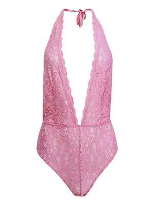 FLEUR DU MAL Charlotte Halterneck Bodysuit - Pink