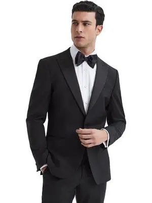 REISS Poker Modern Fit Satin Lapel Tuxedo Jacket - Black