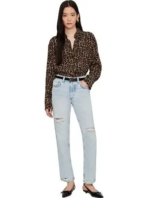 ANINE BING Bridget Shirt Black And Brown Leopard