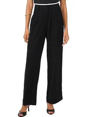 Vince Camuto Contrast Waist Wide Leg Pants - Rich Black