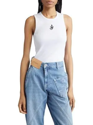 JW Anderson Anchor Logo Embroidered Tank - White