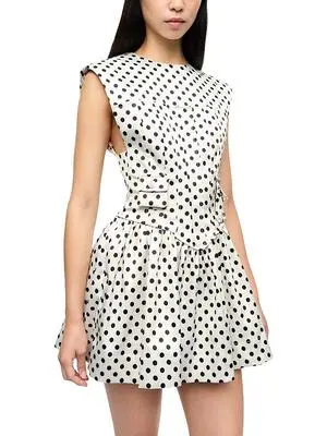 GANNI Polka Dot Corset Mini Dress - Egret