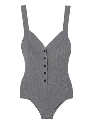 Maria Mcmanus Ribbed Merino Wool Bodysuit - Gray