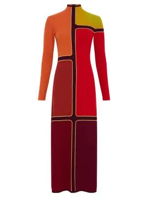 Gabriela Hearst Apollonis Colorblock Wool-Cashmere Maxi Dress Multi-0