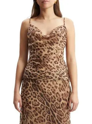 Bardot Monroe Cowl Neck Camisole - Brown Leopard