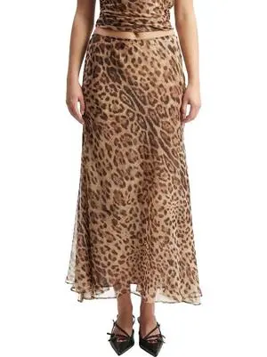 Bardot Monroe Leopard Print Maxi Skirt - Brown Leopard