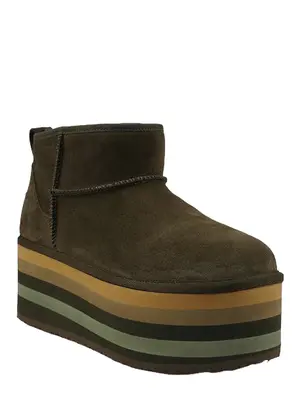 ZIGI Bliss Faux Shearling Platform Bootie Green