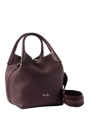 Loro Piana Bale Textured-leather Tote - Burgundy