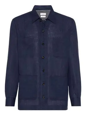 Brunello Cucinelli Linen Shirt Blue