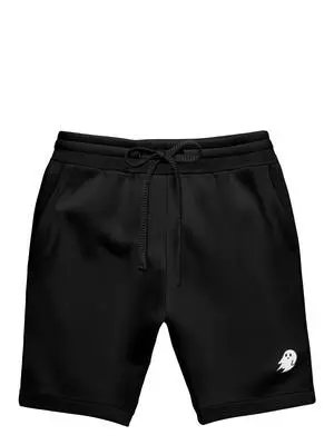 DALIX Relaxed Fit Ghost Embroidery Fleece Shorts - Black