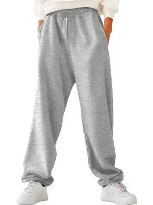 DALIX Ghost Embroidered Fleece Sweats Pants - Athletic Heather
