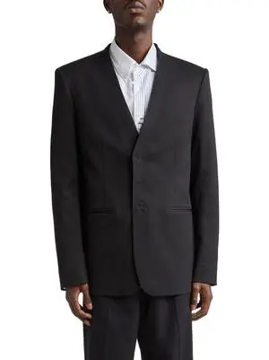 MAISON MARGIELA Collarless Raw Edge Suit Jacket - Black