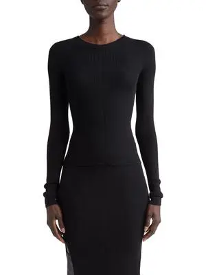 Rick Owens Virgin Wool Ribbed Crewneck Sweater - Black