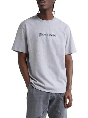 JW Anderson Embroidered Logo Cotton T-shirt - Grey Melange