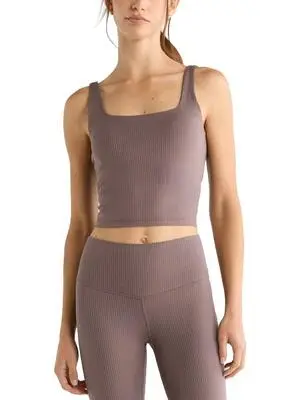 Zella Thrive Rib Bra Tank - Grey Plum