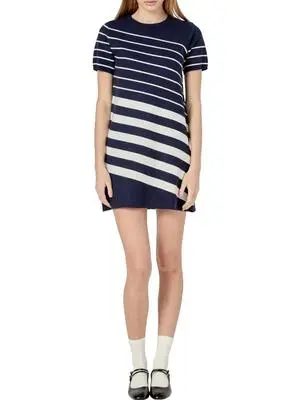 English Factory Multistripe Knit Minidress - Navy/ Cream